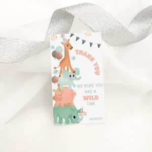 Editable Animal Birthday Thank You Tag Party Animals Favor Tags Wild ...