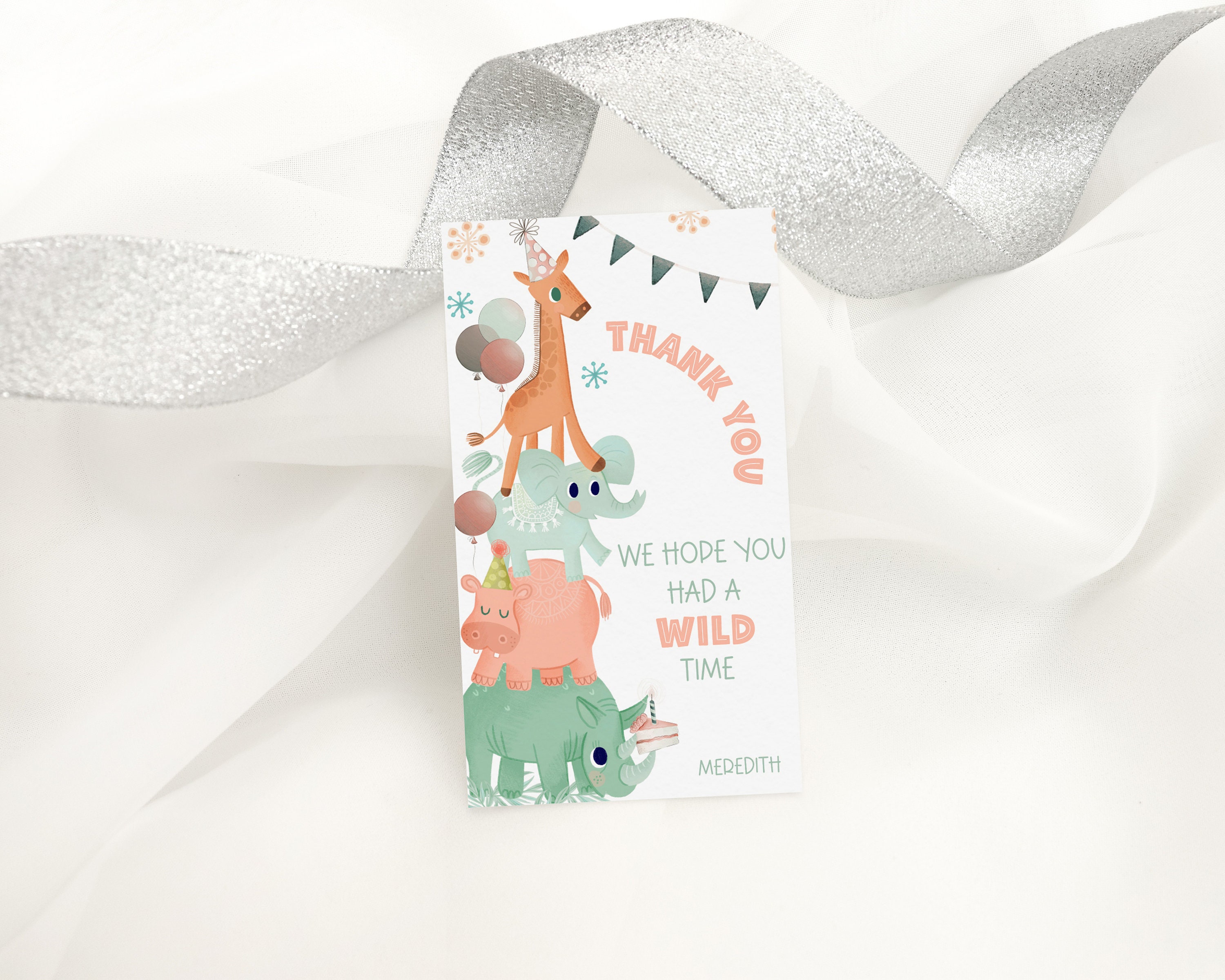 Editable Animal Birthday Thank You Tag Party Animals Favor Tags Wild ...