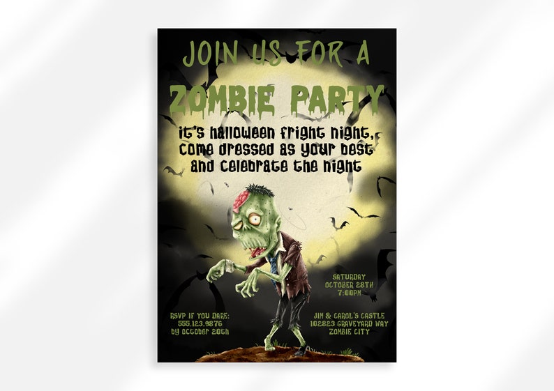 Editable Zombie Party Invitation Instant Download Halloween - Etsy