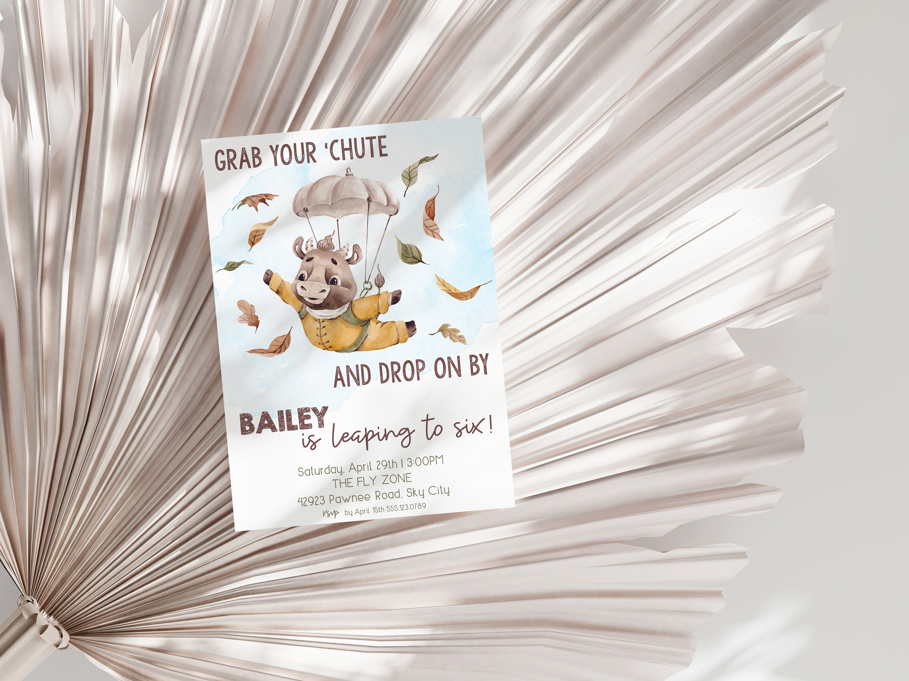 Editable Parachute Birthday Party Invitation | Parachuting Party ...
