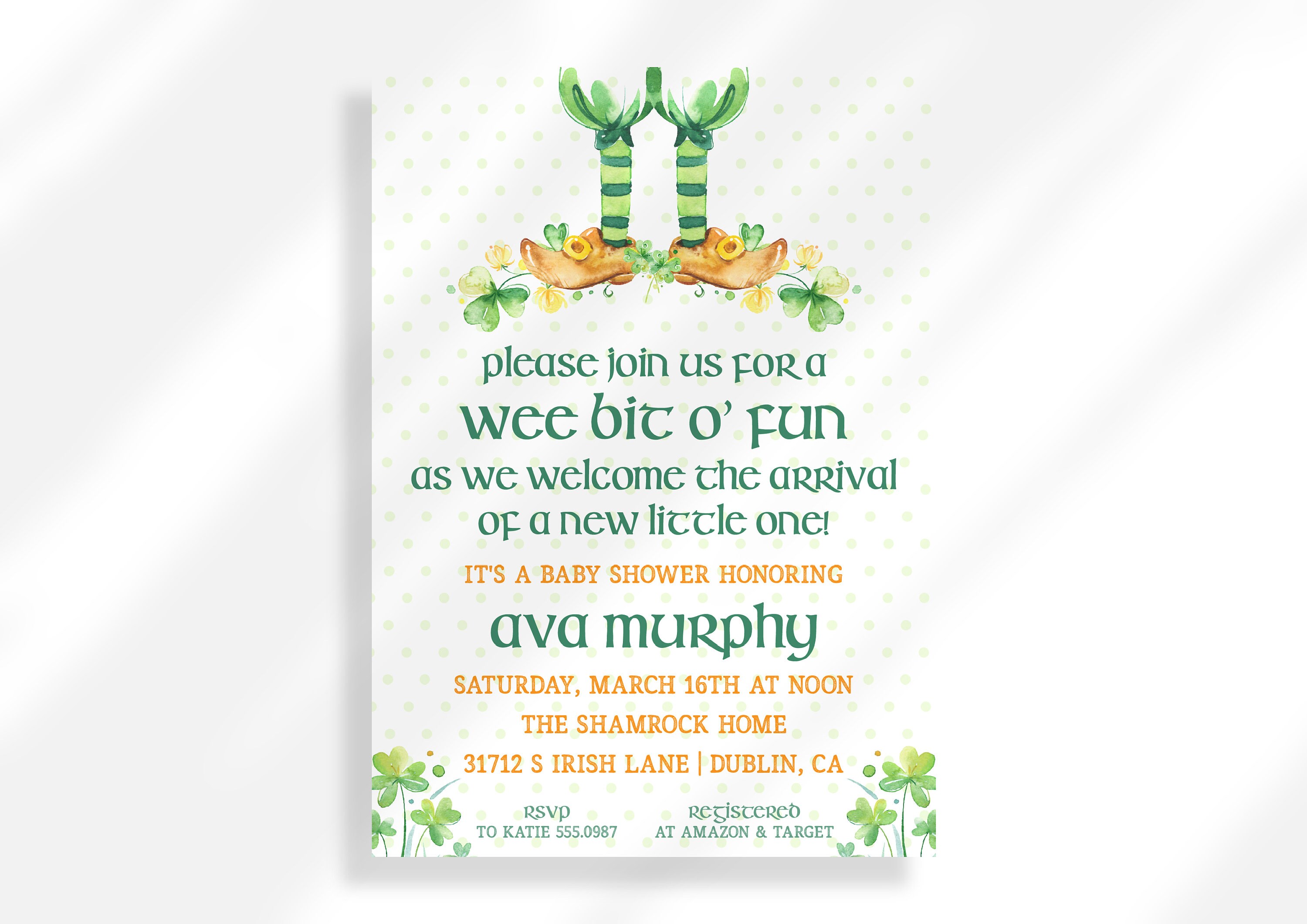 Editable Lucky Baby Shower Invitation | St Patricks Day Gender Neutral ...