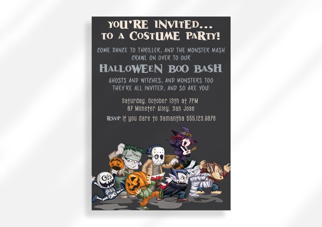 Editable Costume Party Invitation for Instant Digital Download ...