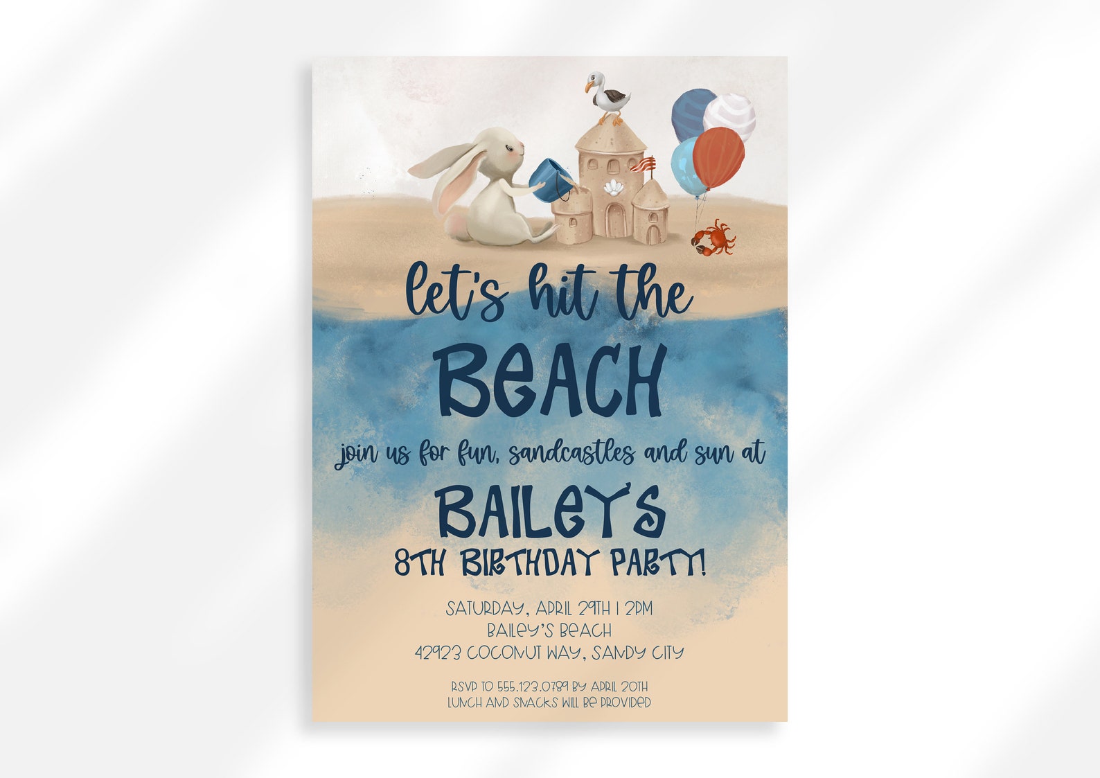 Editable Beach Party Invitation Template | Beach Invite Printable ...