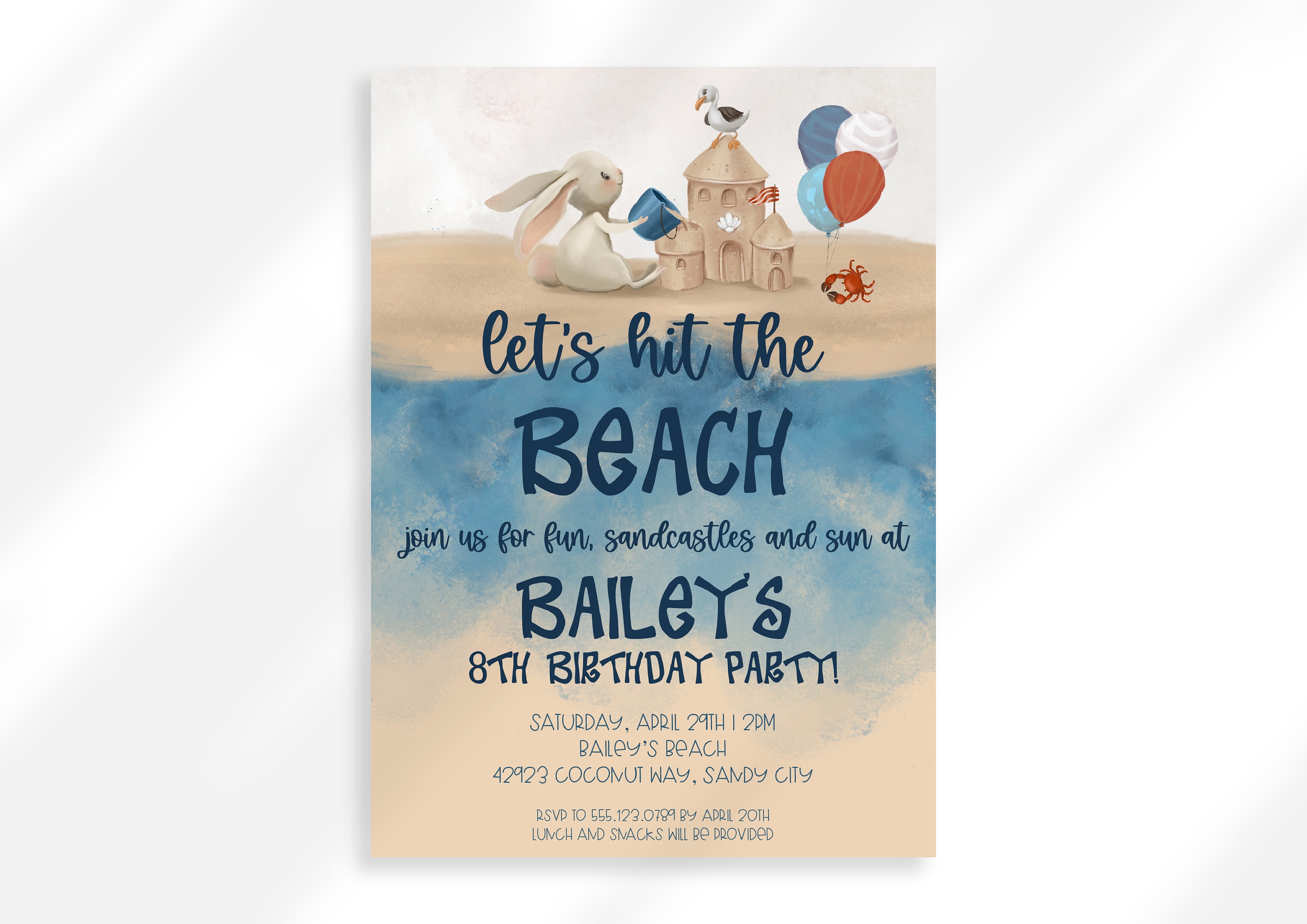 Editable Beach Party Invitation Template | Beach Invite Printable ...