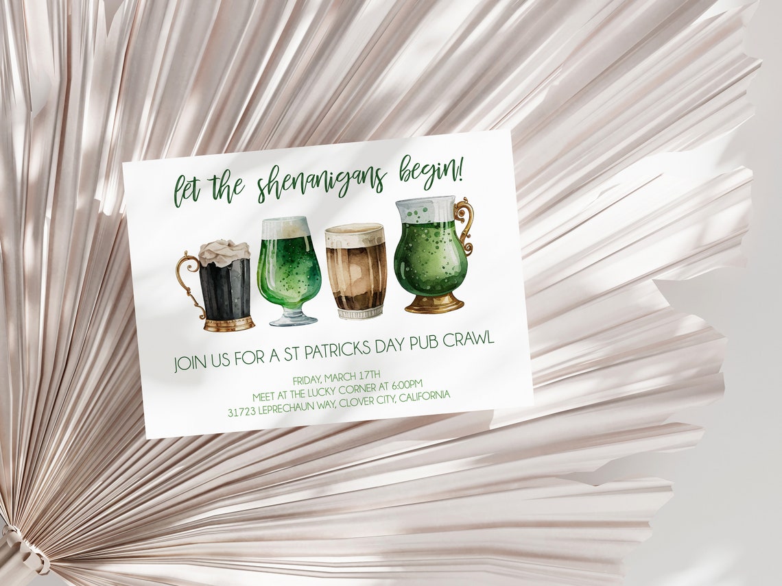 St Patricks Day Pub Crawl Invitation, St Patricks Day Party Invite ...