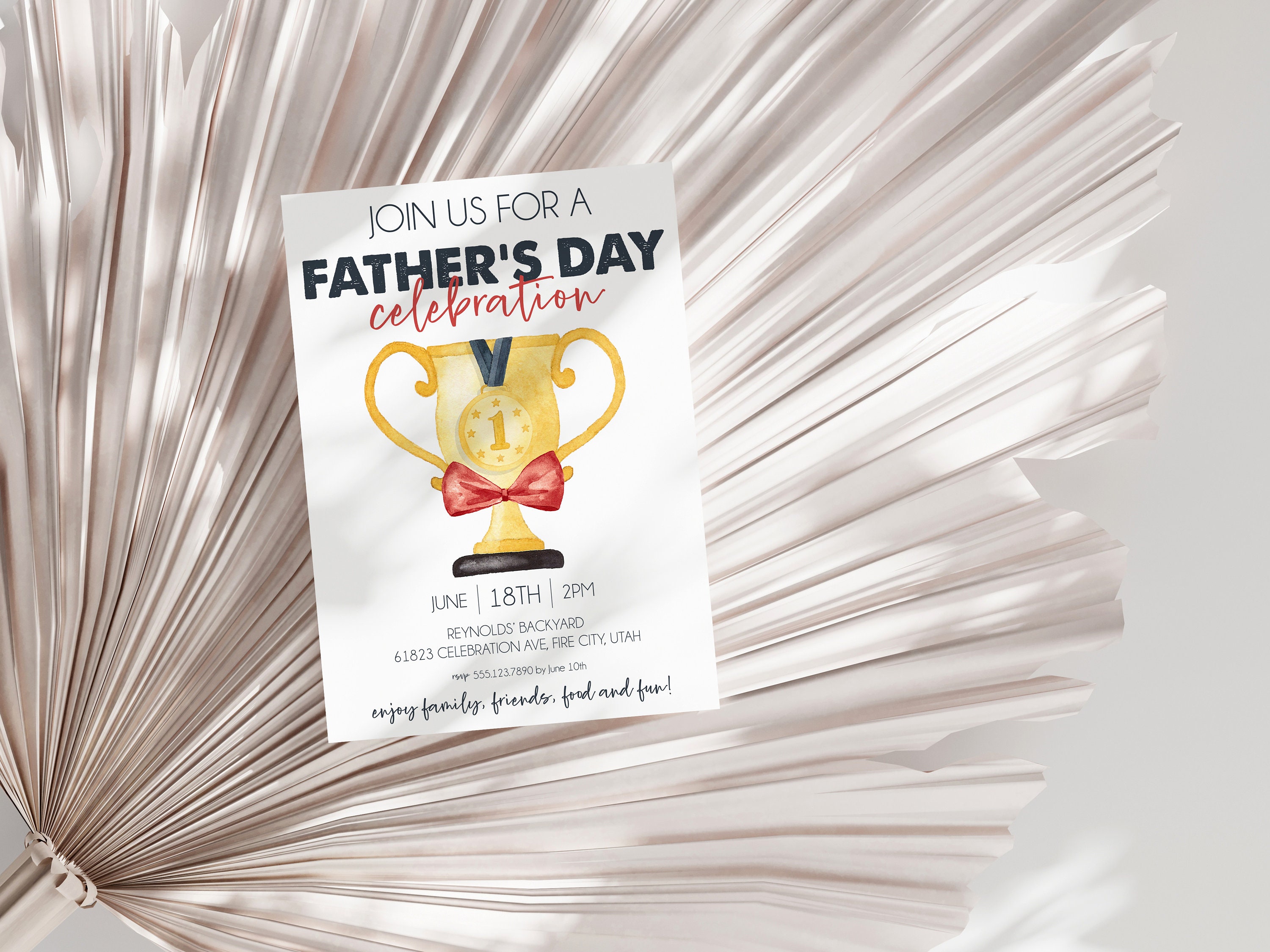 Editable Fathers Day Trophy | Fathers Day BBQ Invite | Grill and Chill ...