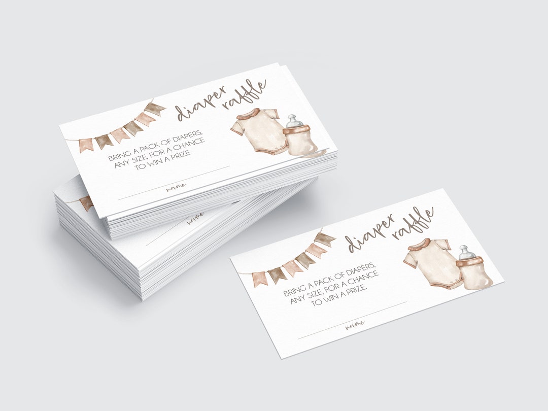 Diaper Raffle Entry Ticket Printable, Gender Reveal Diaper Shower Games ...