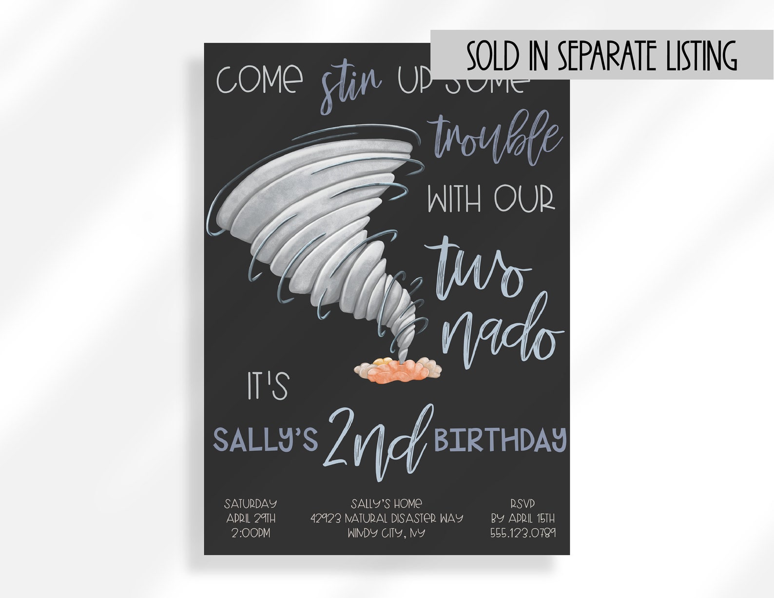 Editable Twonado Birthday Invitation Instant Digital Download | Second ...