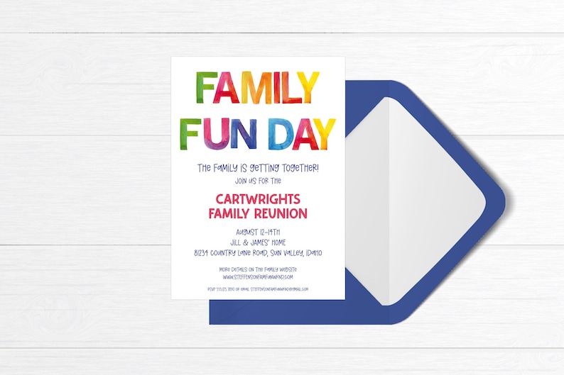 Family Fun Day Flyers Editable Family Reunion Invitation Template ...