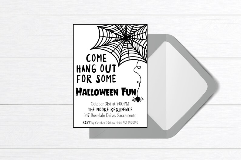 Editable Halloween Hang Out Party Invitation | Kid Halloween Party ...