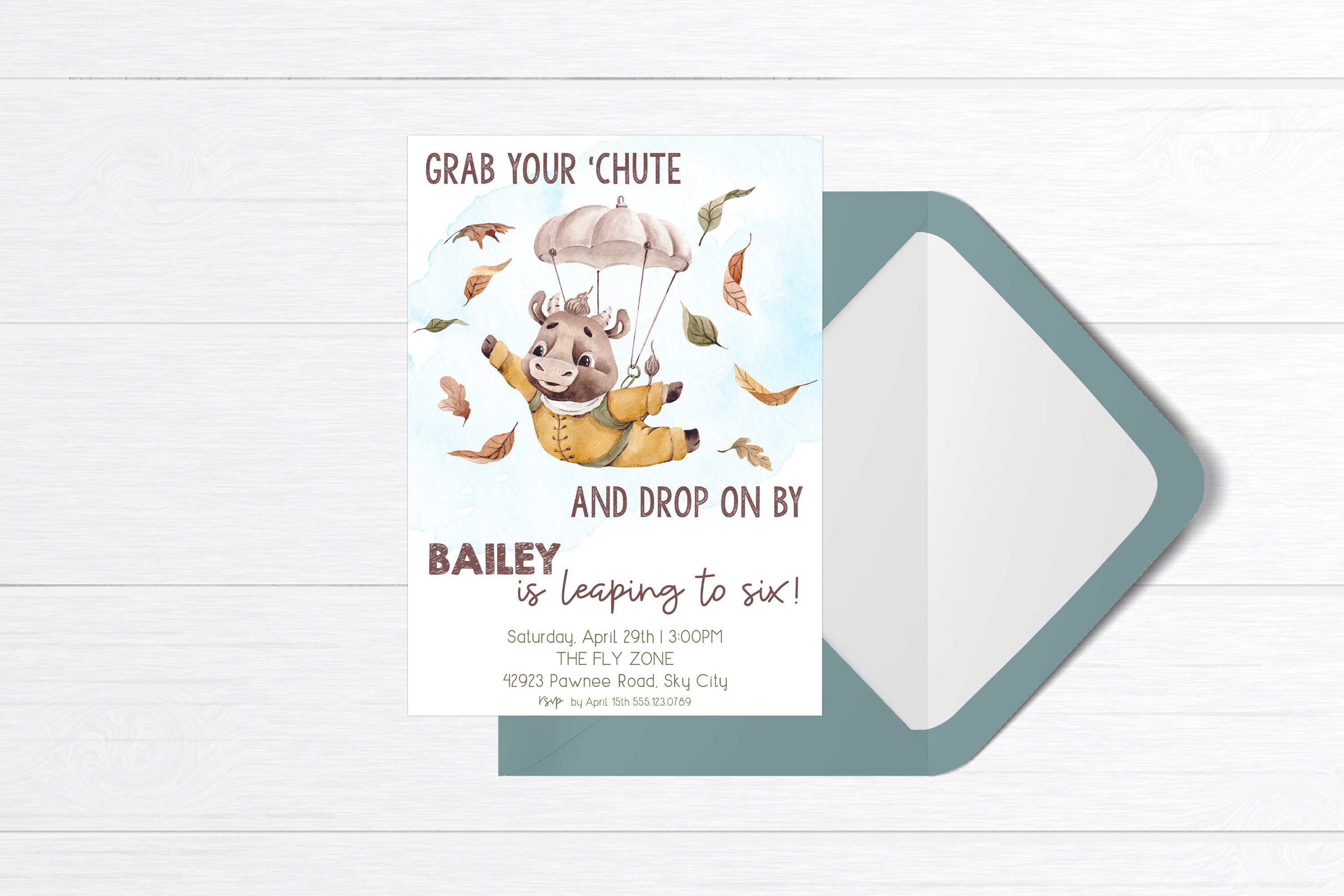 Editable Parachute Birthday Party Invitation | Parachuting Party ...
