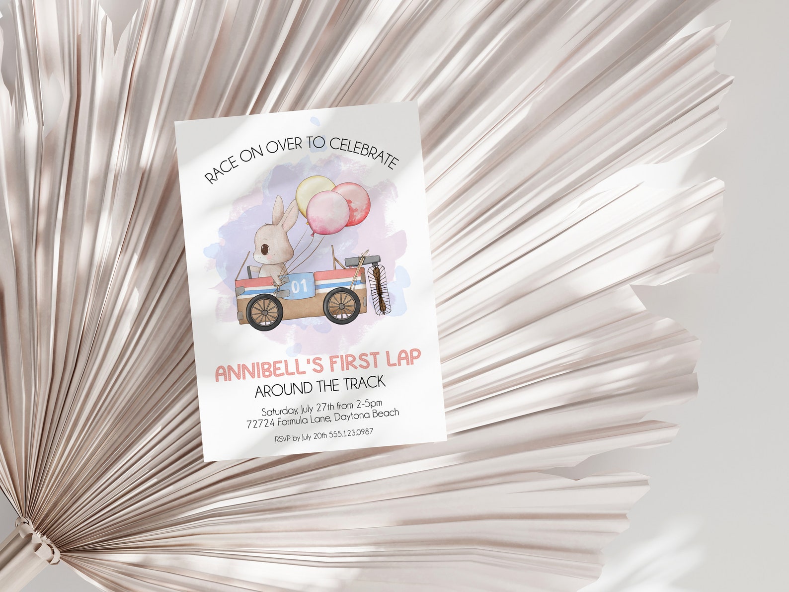 Editable First Lap Birthday Invitation for Girls | Race Car Birthday ...