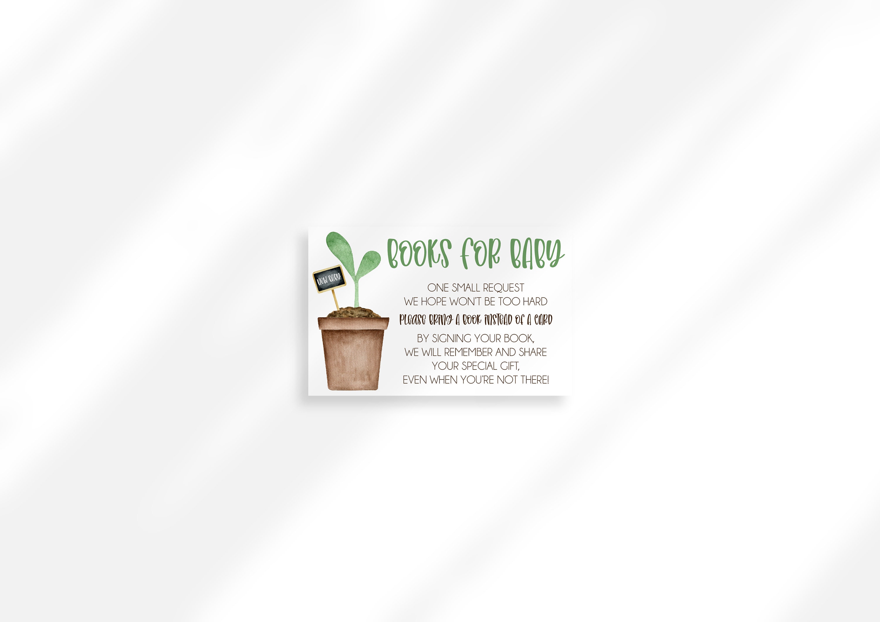 Editable Sprout Books for Baby Card | Request Books Instead of Card ...