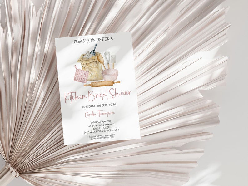 Editable Pink Kitchen Bridal Shower Invitation | Stock the Kitchen ...