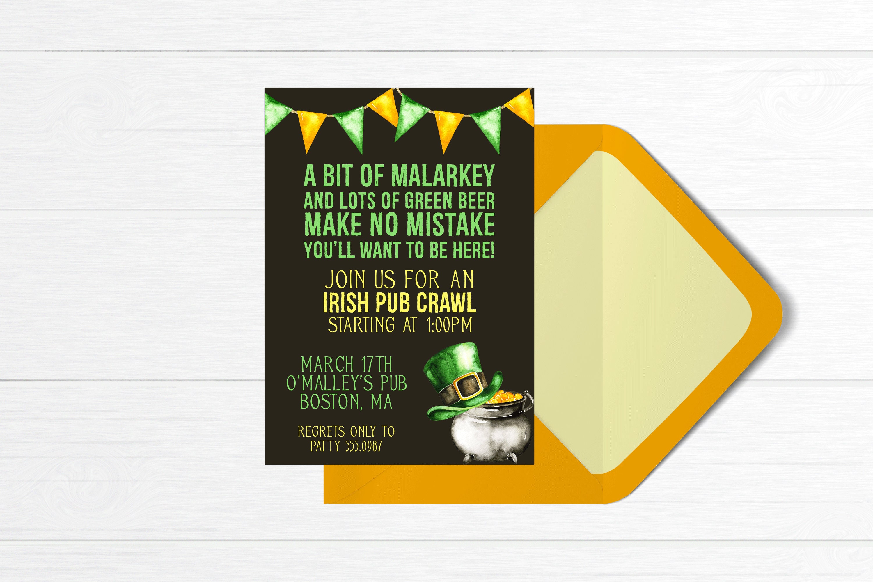 St Patricks Day Pub Crawl Bar Crawl Invitation Digital Download ...