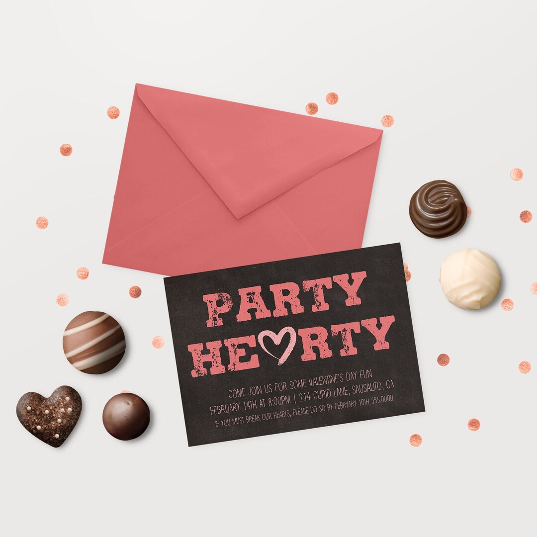 Editable Heart Valentines Day Invitation | Galentines Day Party ...