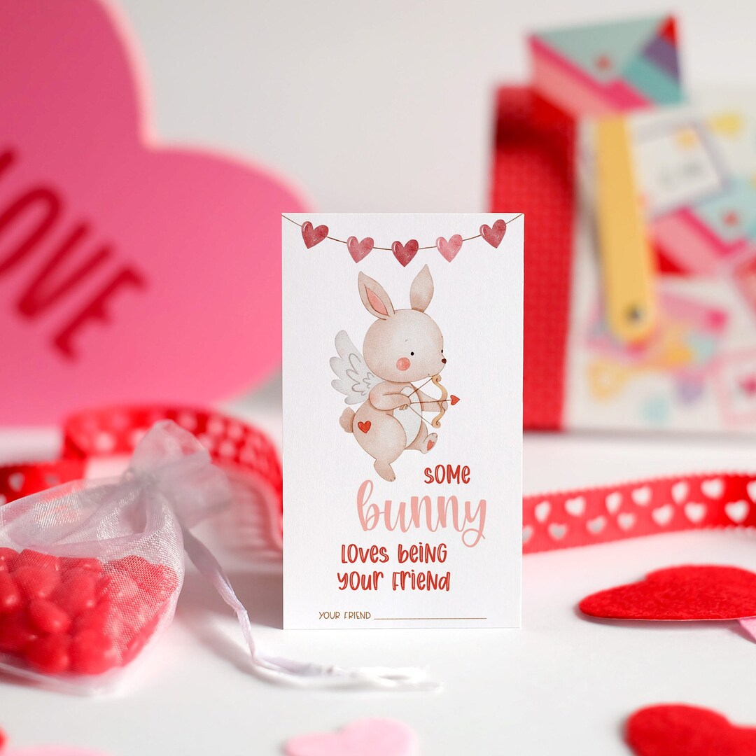 Bunny Valentines Day Tag Instant Download | Love Being Your Friend ...