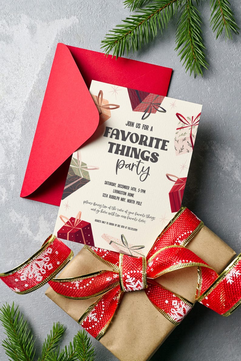 Editable Favorite Things Party Invite | Favorite Things Gift Exchange ...