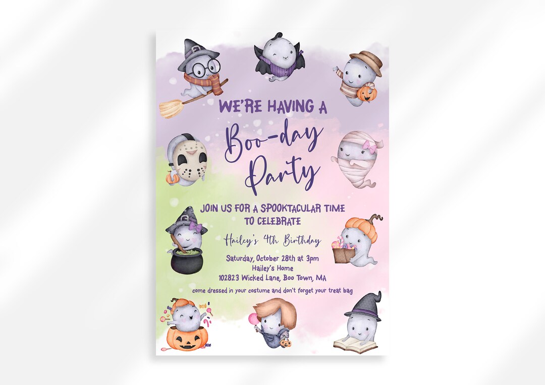 Editable Kids BOO-DAY Party Invitation | Halloween Birthday Invite ...