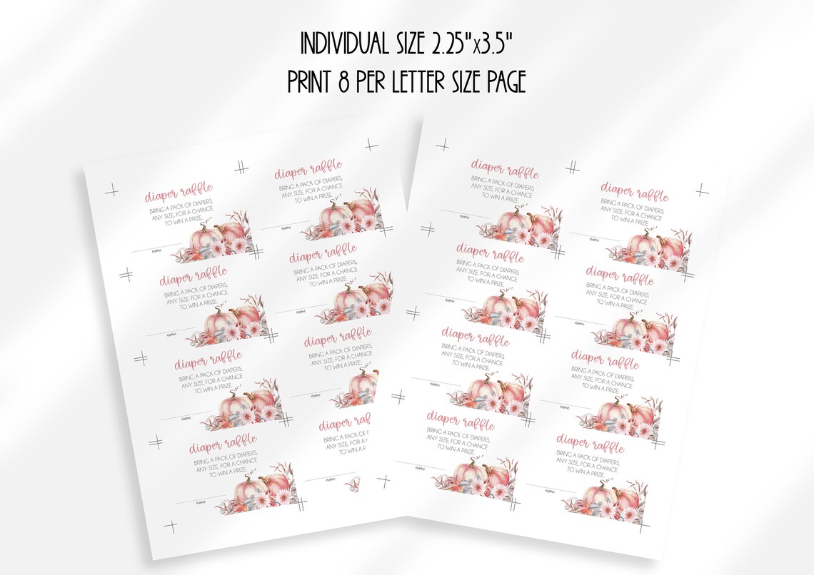 Editable Pink Fall Pumpkin Diaper Raffle Tickets Printable Baby Shower ...