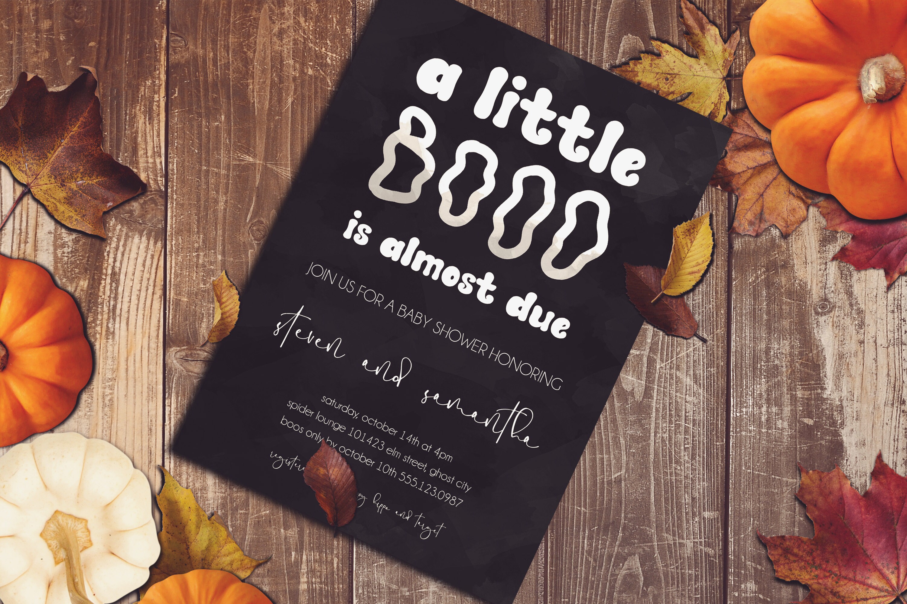 Editable Black and White A Little Boo is Almost Due Baby - Etsy