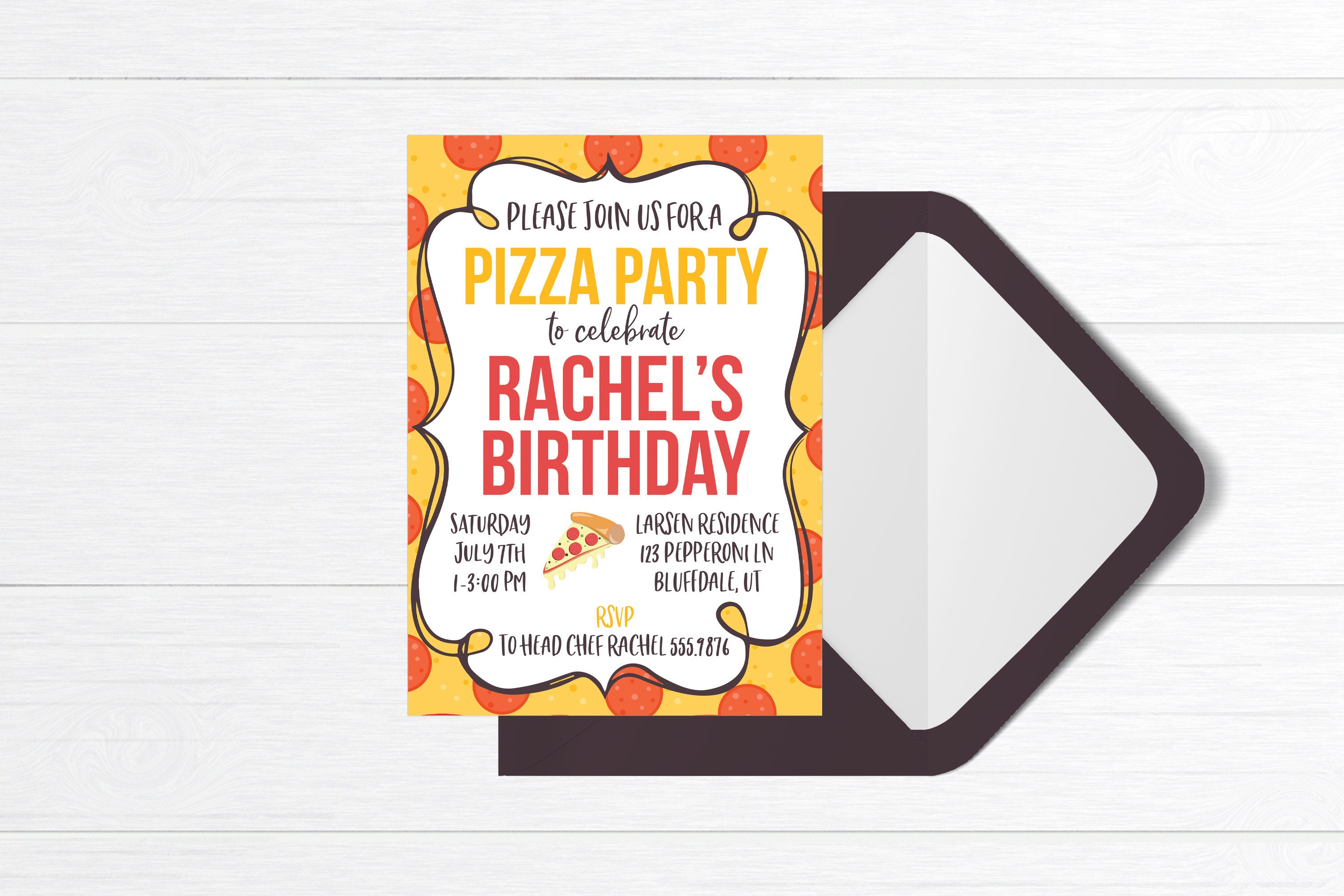 Editable Pizza Birthday Party Invitation Pizza Birthday Invitations for ...