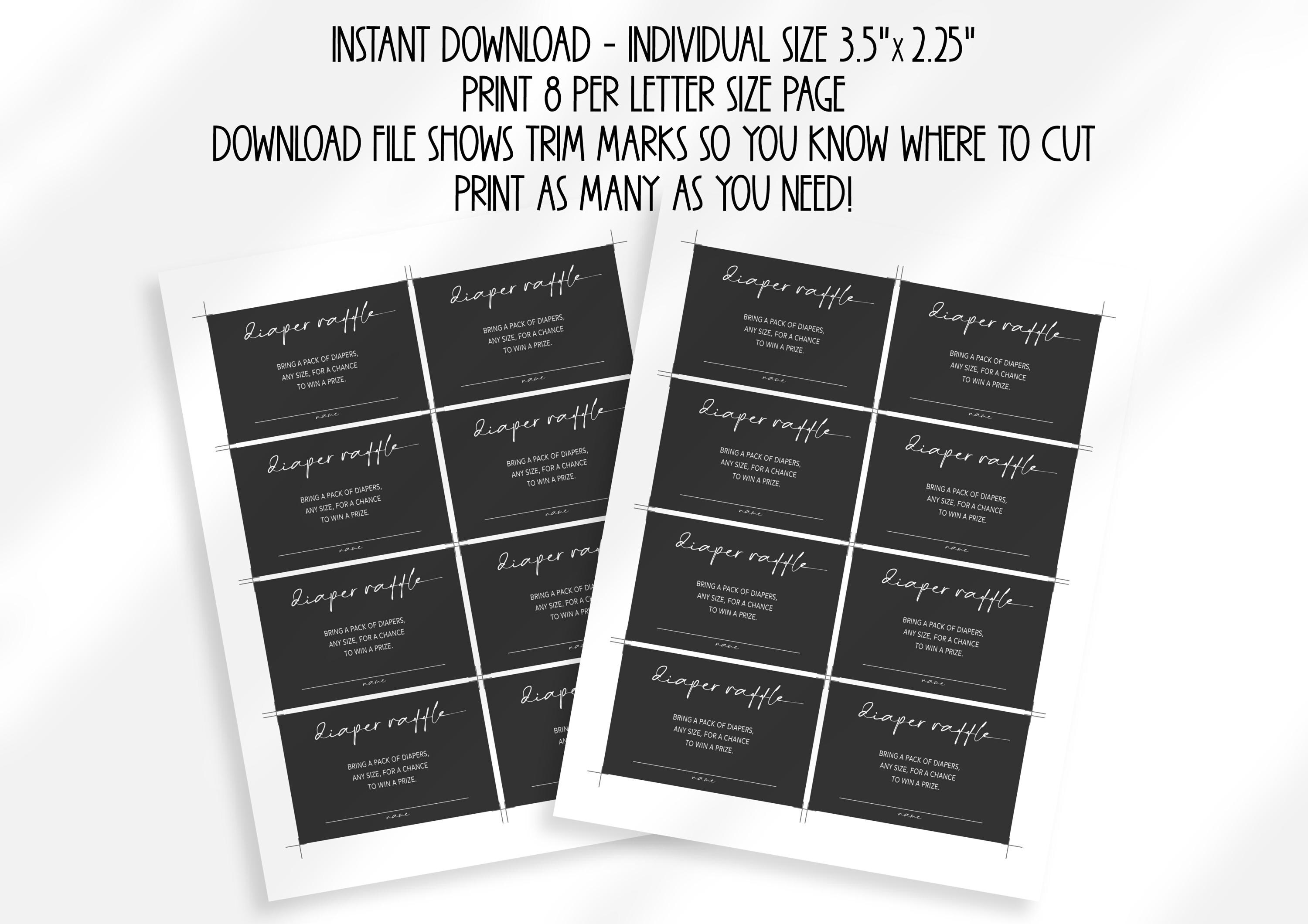 Dark Diaper Raffle Tickets and Sign Baby Shower Diaper Raffle Game Late ...