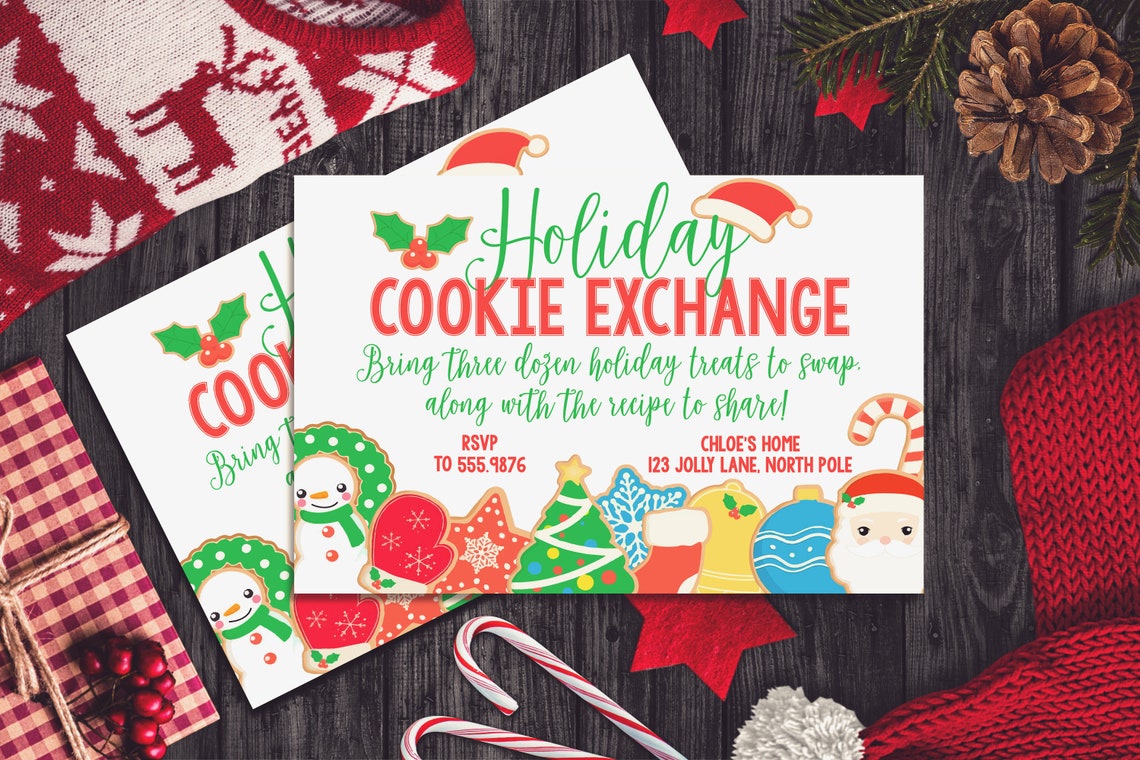 Editable Holiday Cookie Exchange Invitation | Christmas Cookie Party ...