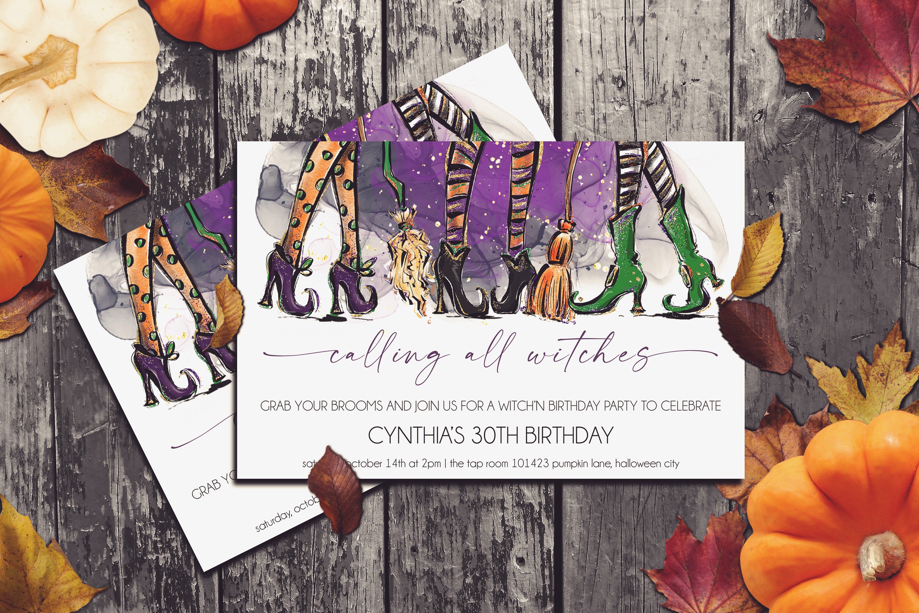 Editable Witches Night Out Birthday Party Invitation Costume Party ...