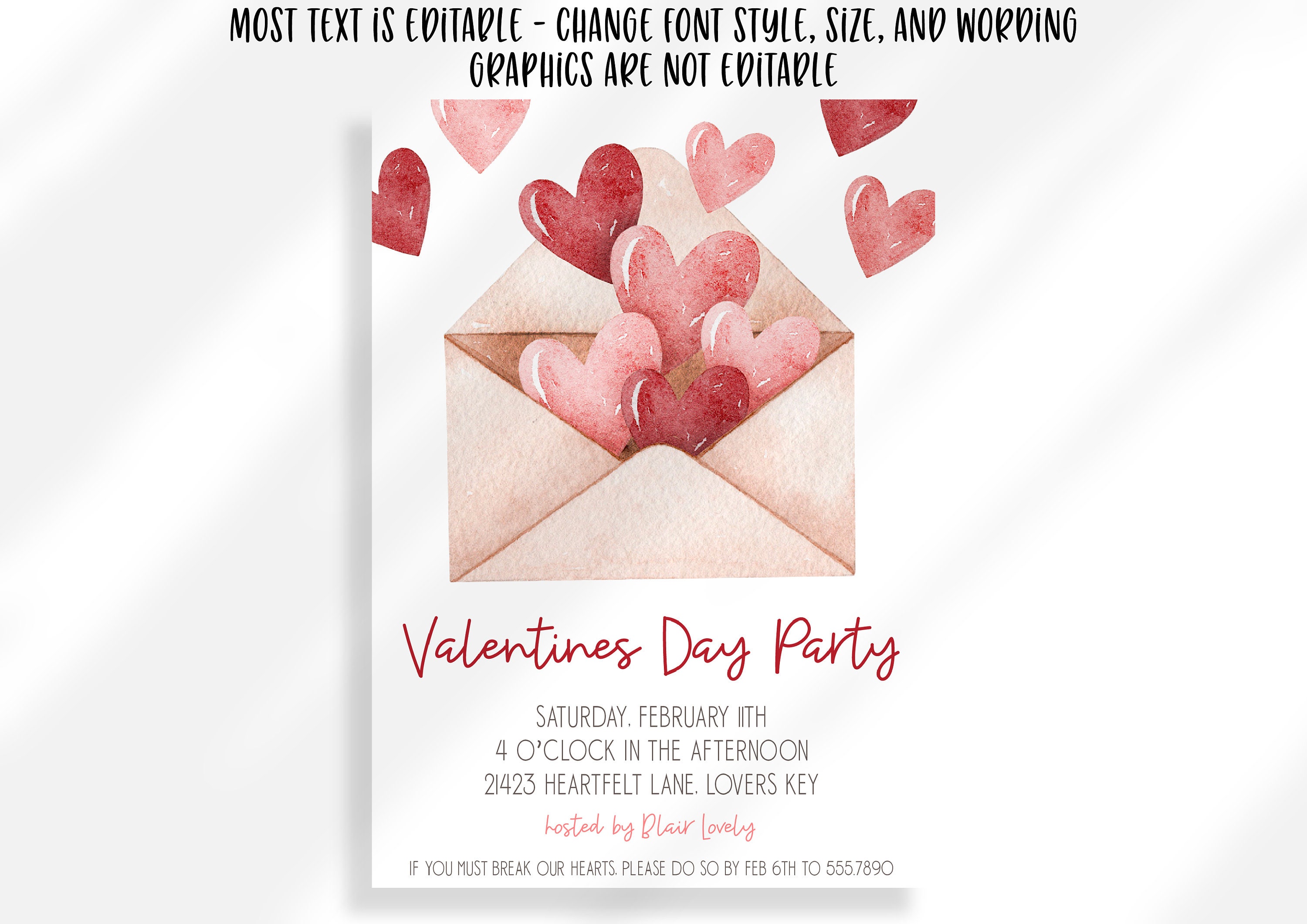 Editable Valentines Day Invitation for Instant Digital Download ...