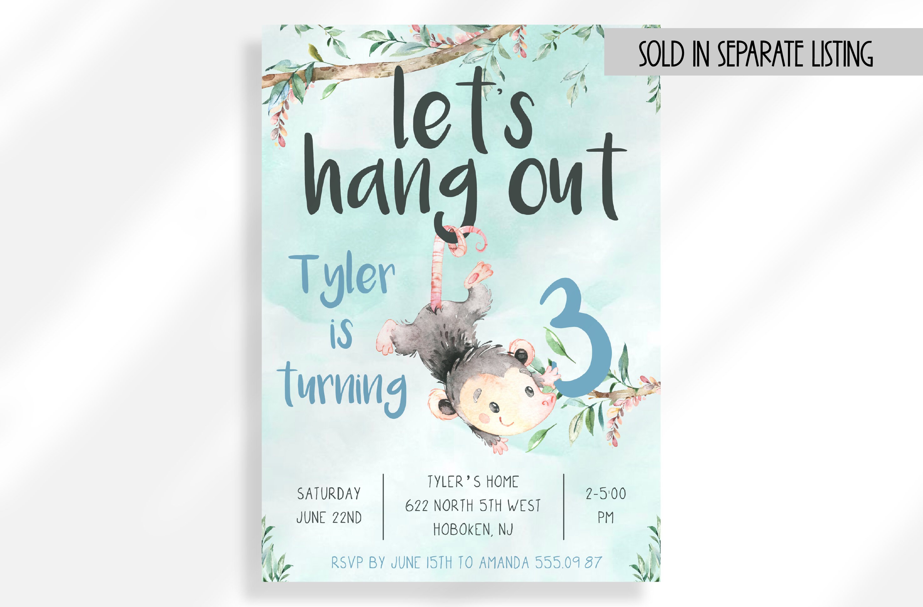 Editable Come Hang Out Birthday Invitation for Instant Digital Download ...