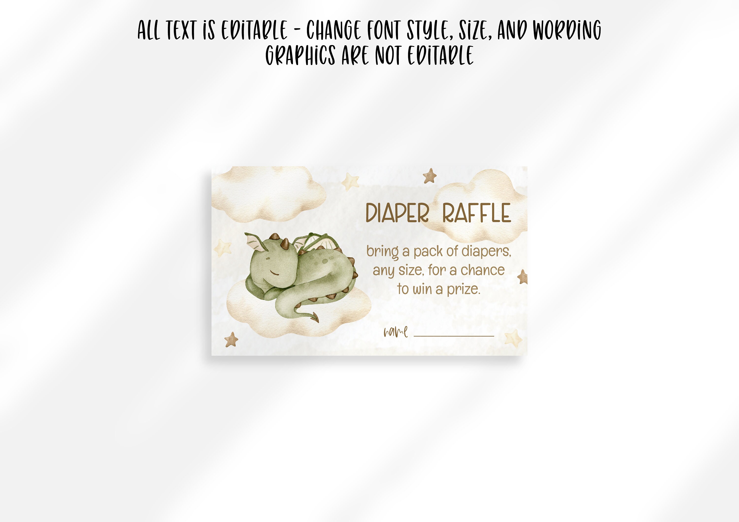 Baby Sprinkle Diaper Raffle Ticket Printable, Baby Dragon Baby Shower ...