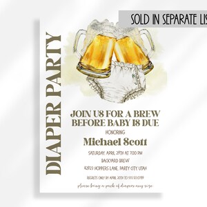 Editable Beer and Diaper Party Invitation Instant Digital Download ...