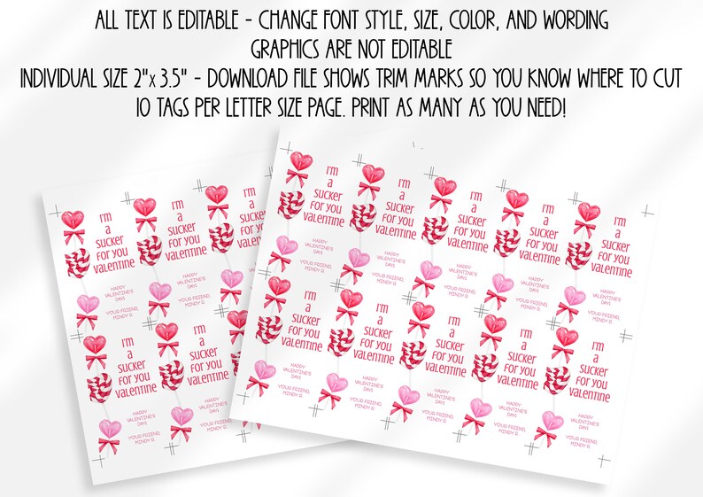 Editable Sucker Valentine Tag for Kids | Valentine's Day Gift Tag ...