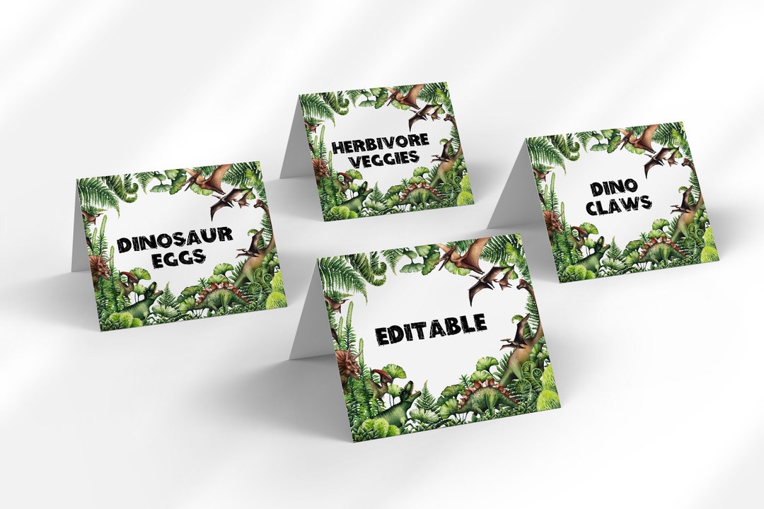 Editable Dinosaur Birthday Party Food Labels | Edit All Text | Instant ...
