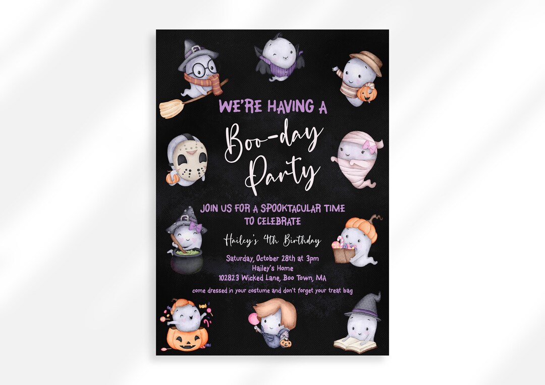 Editable Kids BOO-DAY Party Invitation | Ghost Birthday Party ...