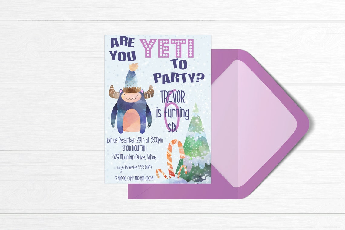 Editable Yeti Birthday Invitation for Instant Digital Download ...