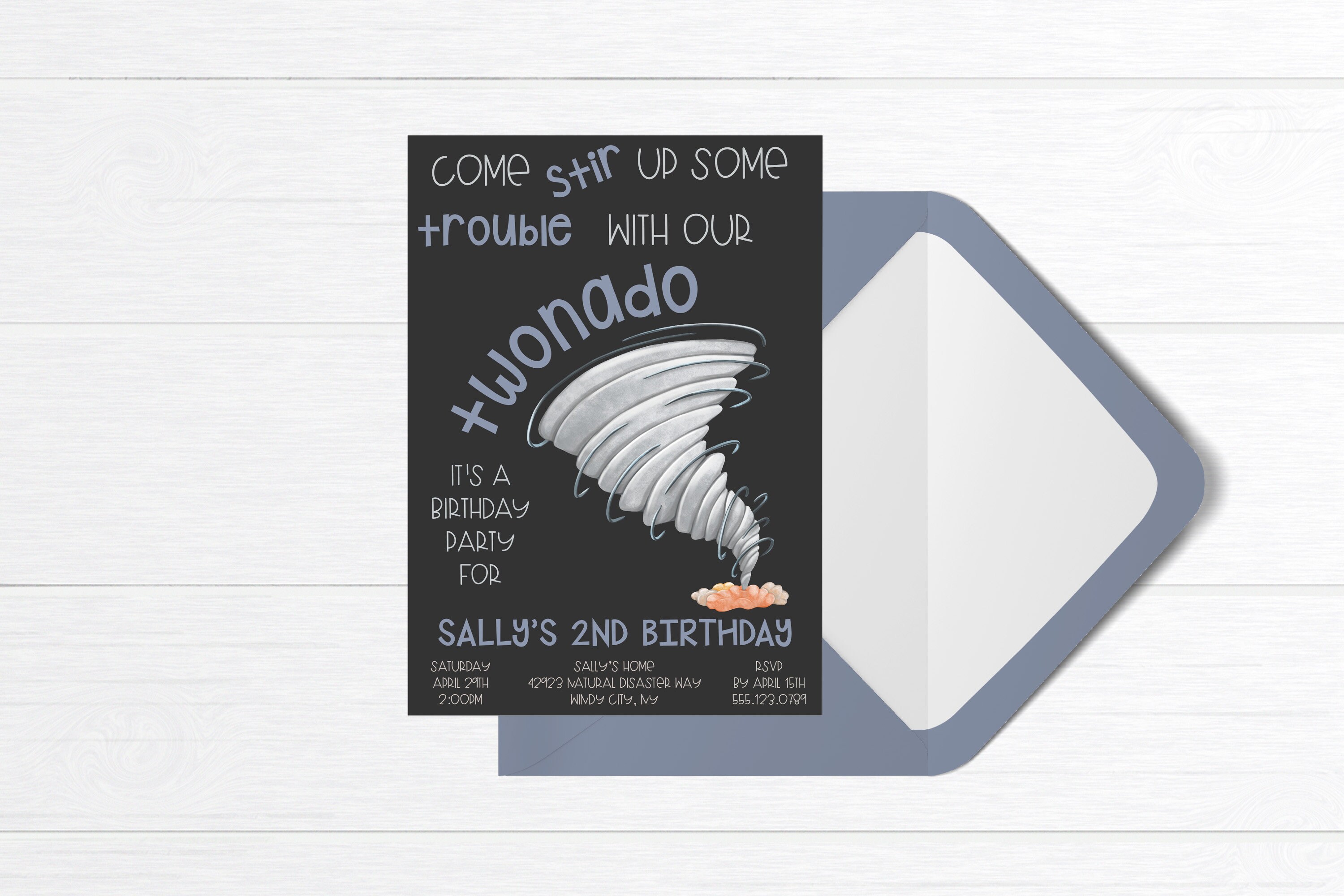 Editable Twonado Birthday Invitation Instant Digital Download | Second ...