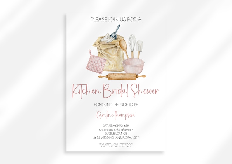 Editable Pink Kitchen Bridal Shower Invitation | Stock the Kitchen ...