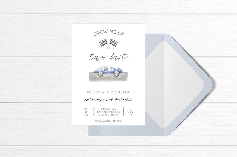 Editable Two Fast Birthday Invitation for Instant Digital - Etsy