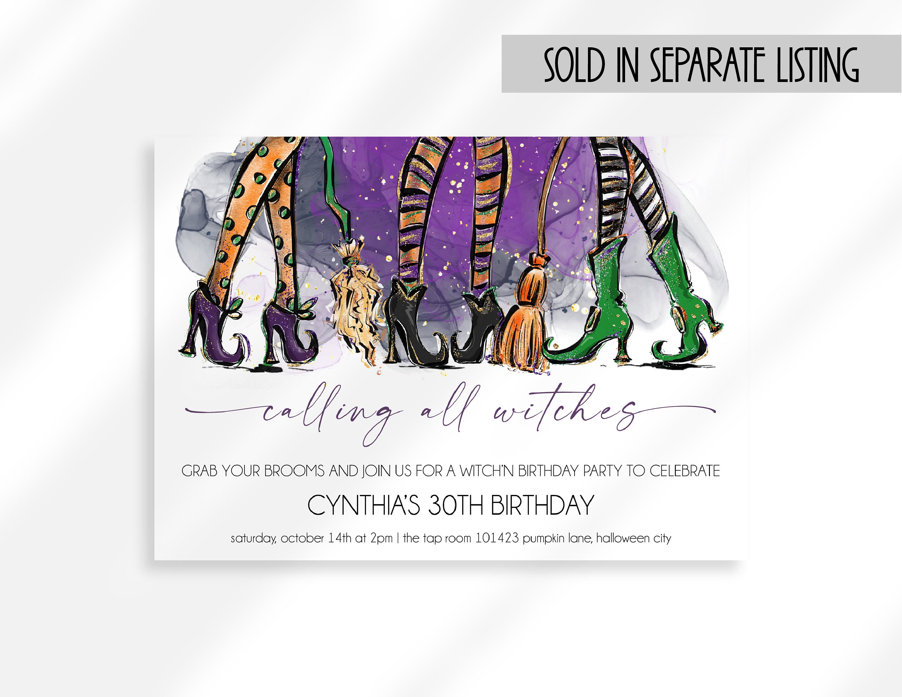 Editable Witch Birthday Party Invite Halloween Party Invitation Witch ...