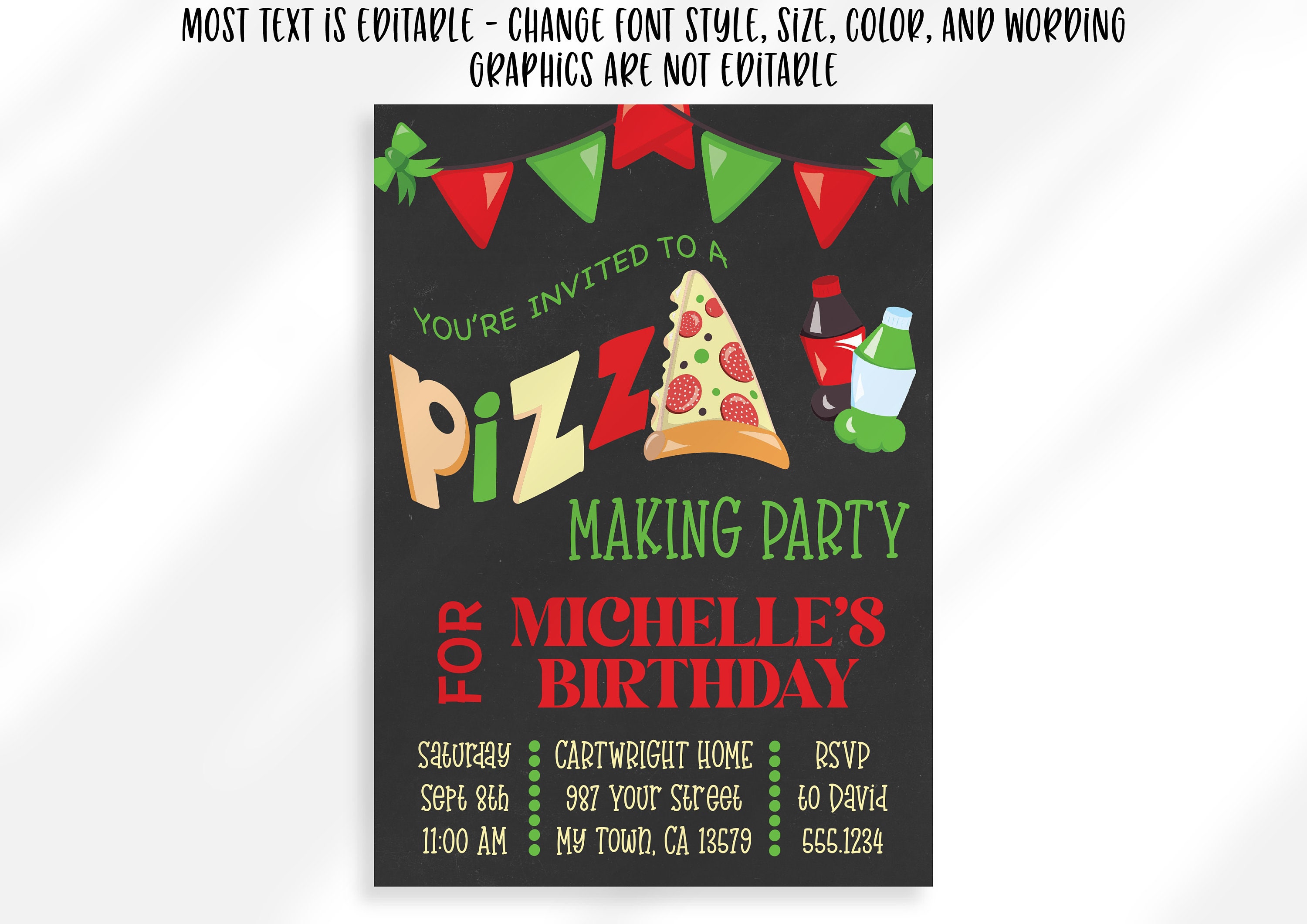 Editable Pizza Making Party Invitation | Pizza Party Invite | Kid ...