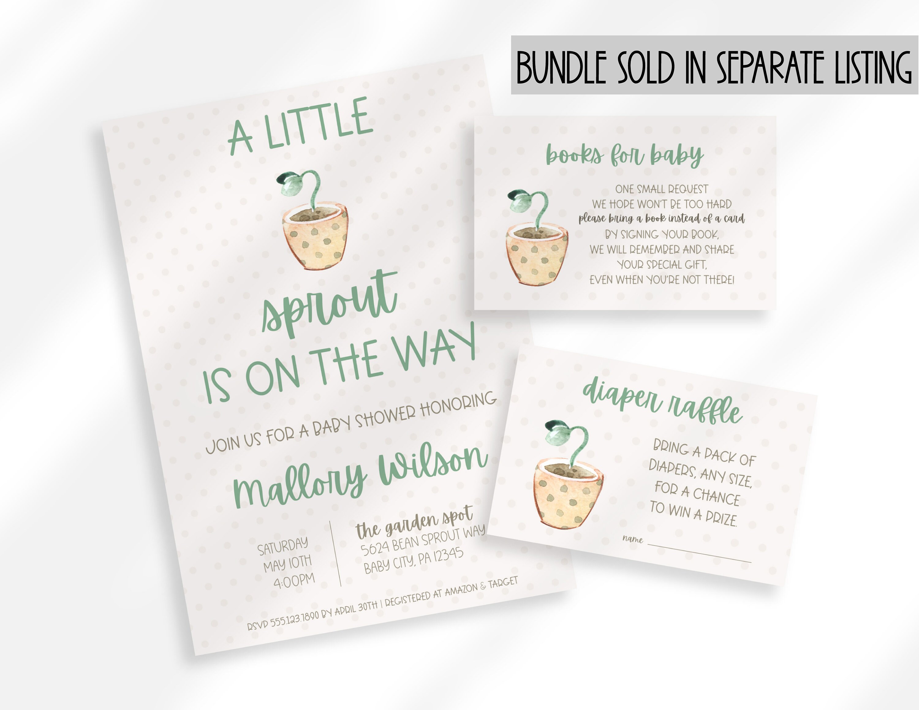 A Little Sprout Diaper Raffle Entry Ticket Printable, Gender Reveal ...