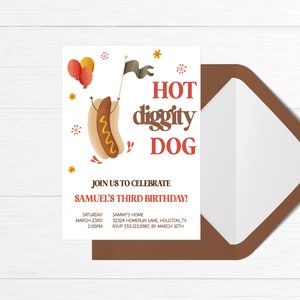 Editable Hot Dog Birthday Invitation Template | Retro Hot Dog Party ...