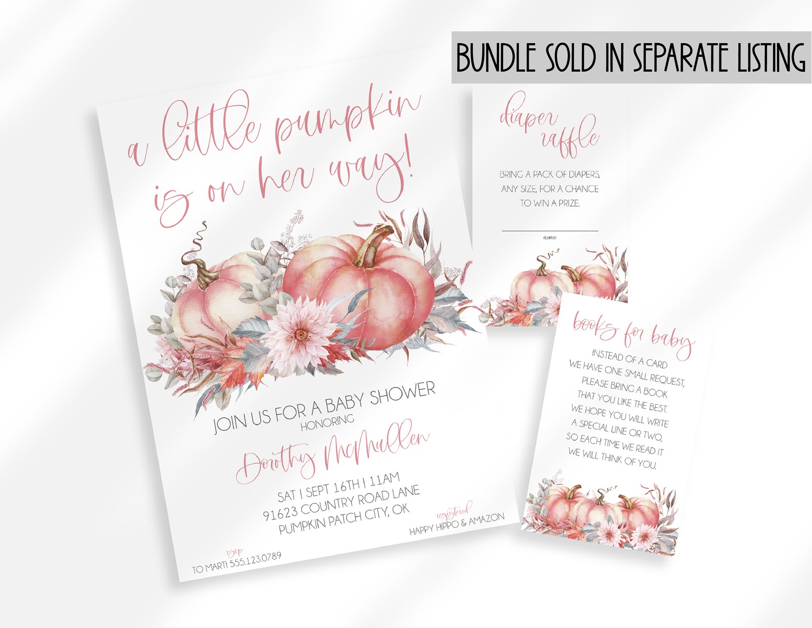 Editable Pink Fall Pumpkin Diaper Raffle Tickets Printable Baby Shower ...