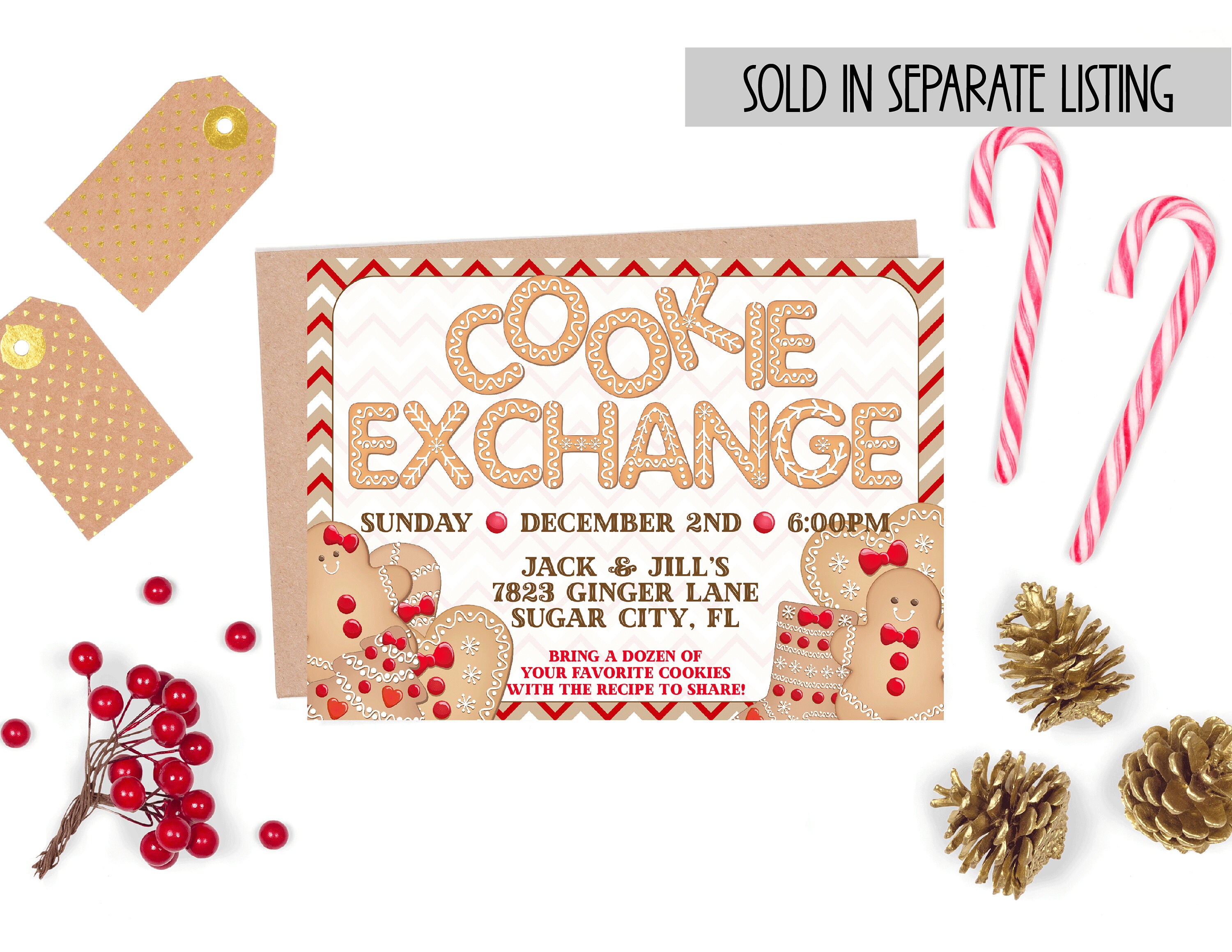 Editable Gingerbread Food Labels for Holiday Cookie Exchange ...