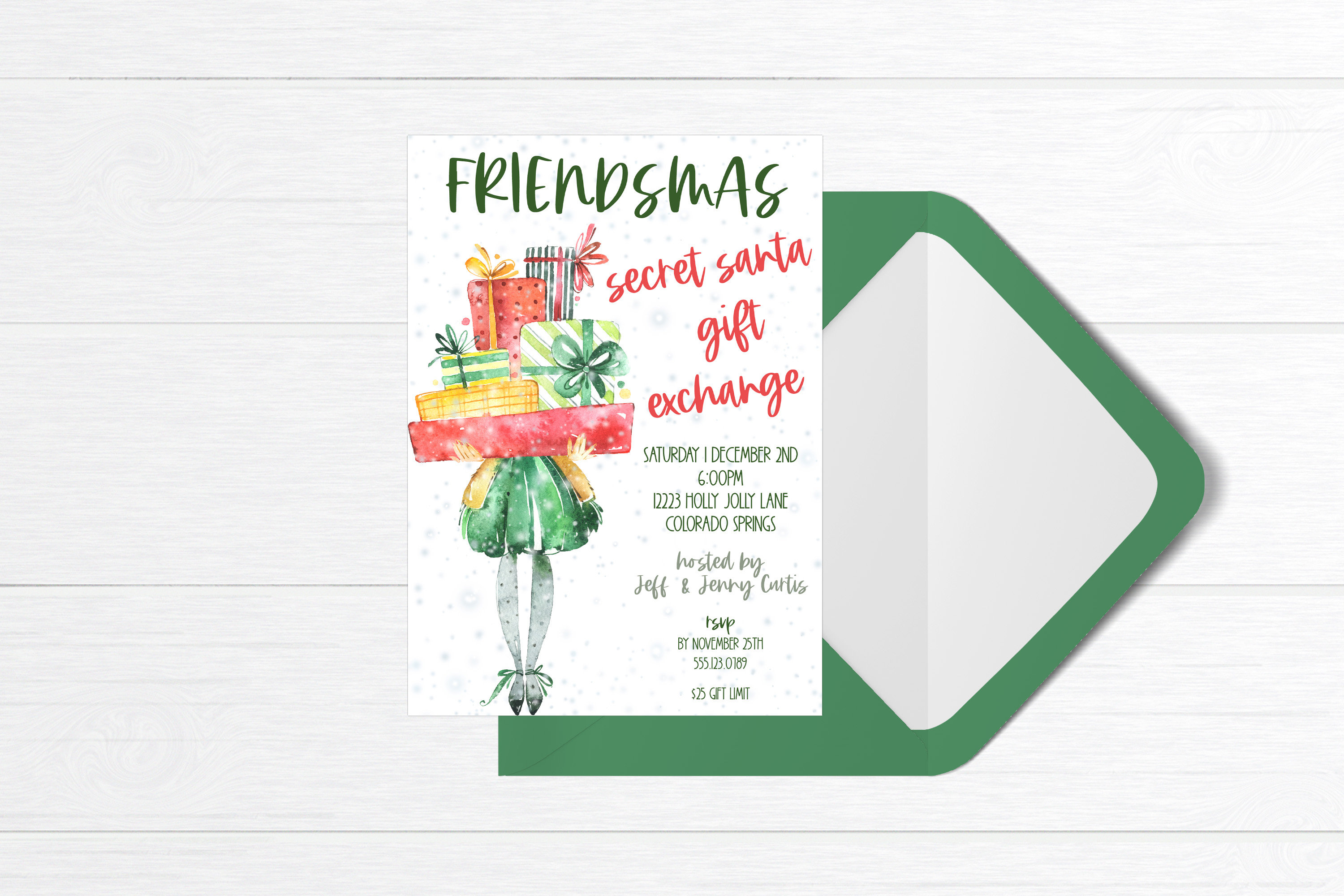 Editable Friends Secret Santa Printable Invitation | Friendsmas Gift ...