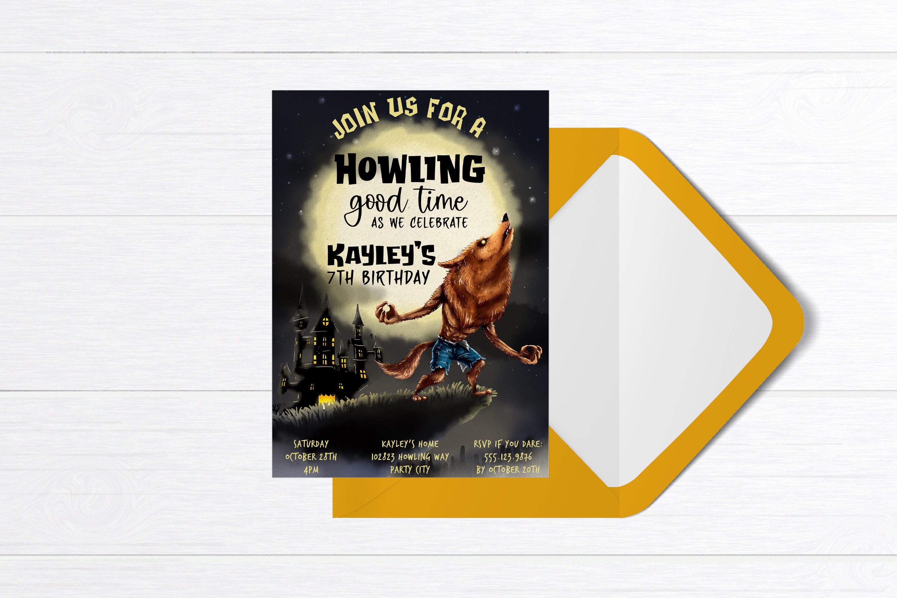 Werewolf Birthday Invitation Kid Halloween Party Invitation, Halloween ...
