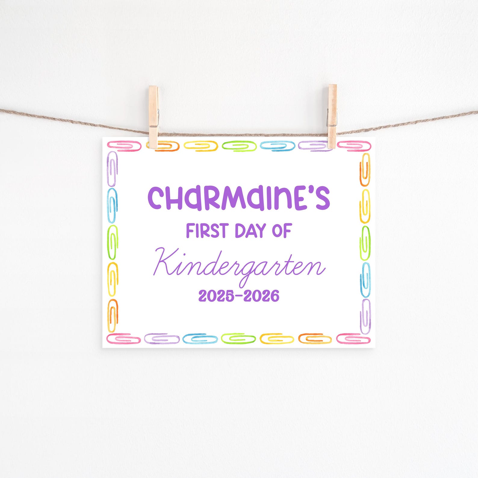 Personalized First Day of School Sign Editable, Rainbow Back to School ...