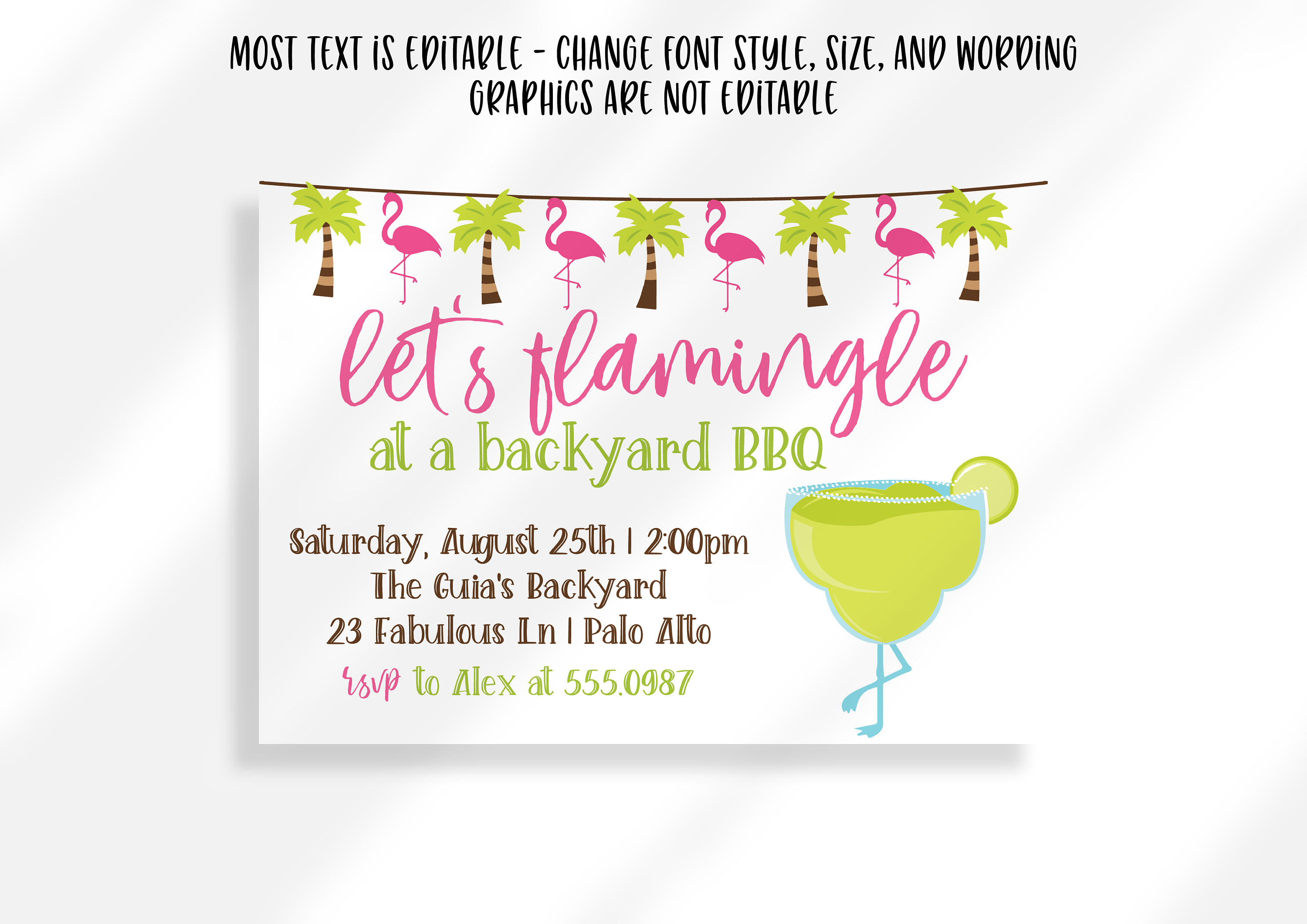 Editable Lets Flamingo Invitation for Instant Digital Download ...